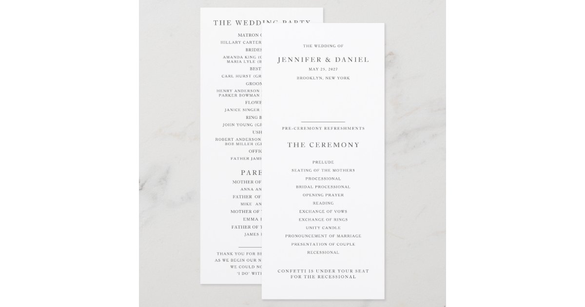 Modern Elegant Order of Service / Wedding Program | Zazzle