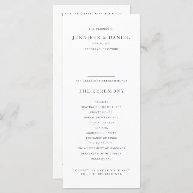 Modern Elegant Order of Service / Wedding Program | Zazzle