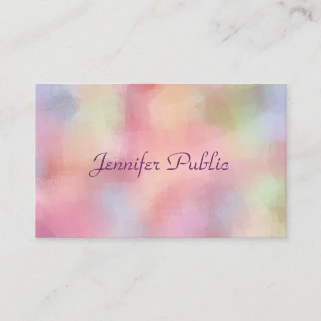 Modern Elegant Pastel Colors Handwriting Script Business Card | Zazzle