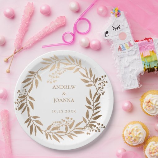 Modern Elegant Personalized Gold Monogram Paper Plates | Zazzle