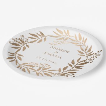 Modern Elegant Personalized Gold Monogram Paper Plates | Zazzle