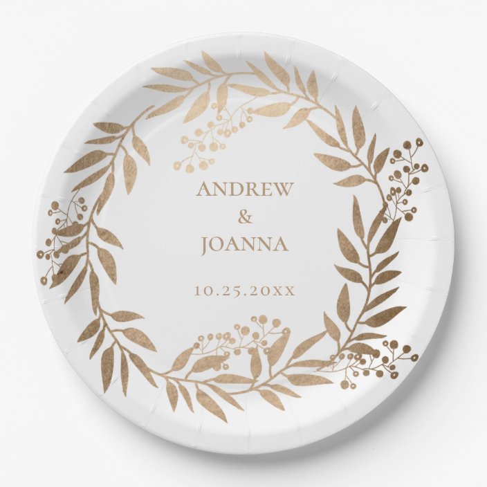 Modern Elegant Personalized Gold Monogram Paper Plates | Zazzle.com