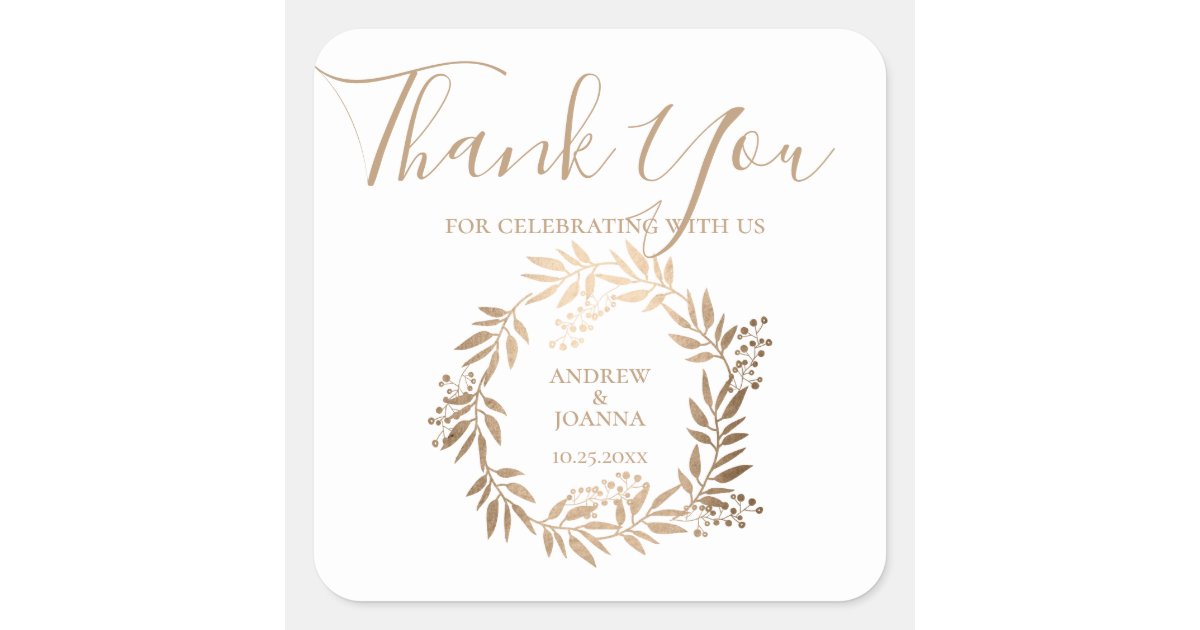 Modern Elegant Personalized Gold Monogram Square Sticker | Zazzle