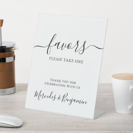 Modern Elegant Personalized Wedding Favors Table Pedestal Sign | Zazzle