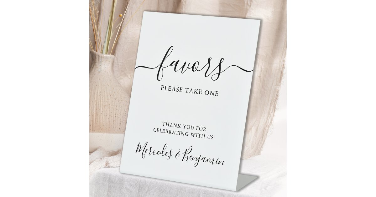 Modern Elegant Personalized Wedding Favors Table Pedestal Sign | Zazzle