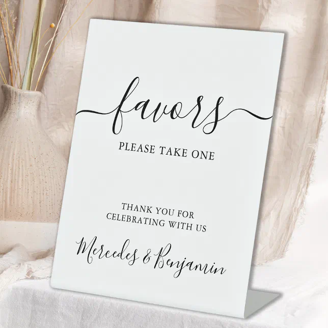 Modern Elegant Personalized Wedding Favors Table Pedestal Sign | Zazzle