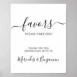 Modern Elegant Personalized Wedding Favors Table Poster | Zazzle