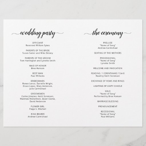 Modern Elegant Photo Budget Folded Wedding Program | Zazzle