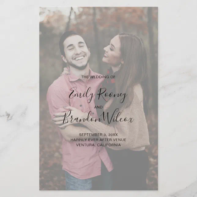 Modern Elegant Photo Budget Wedding Program Flyer | Zazzle