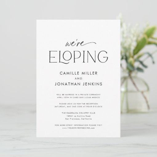 Modern Elegant Photo Elopement Reception Invitation | Zazzle