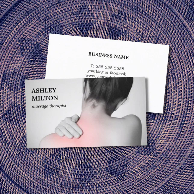 Modern Elegant Photo Massage Therapist Business Card | Zazzle