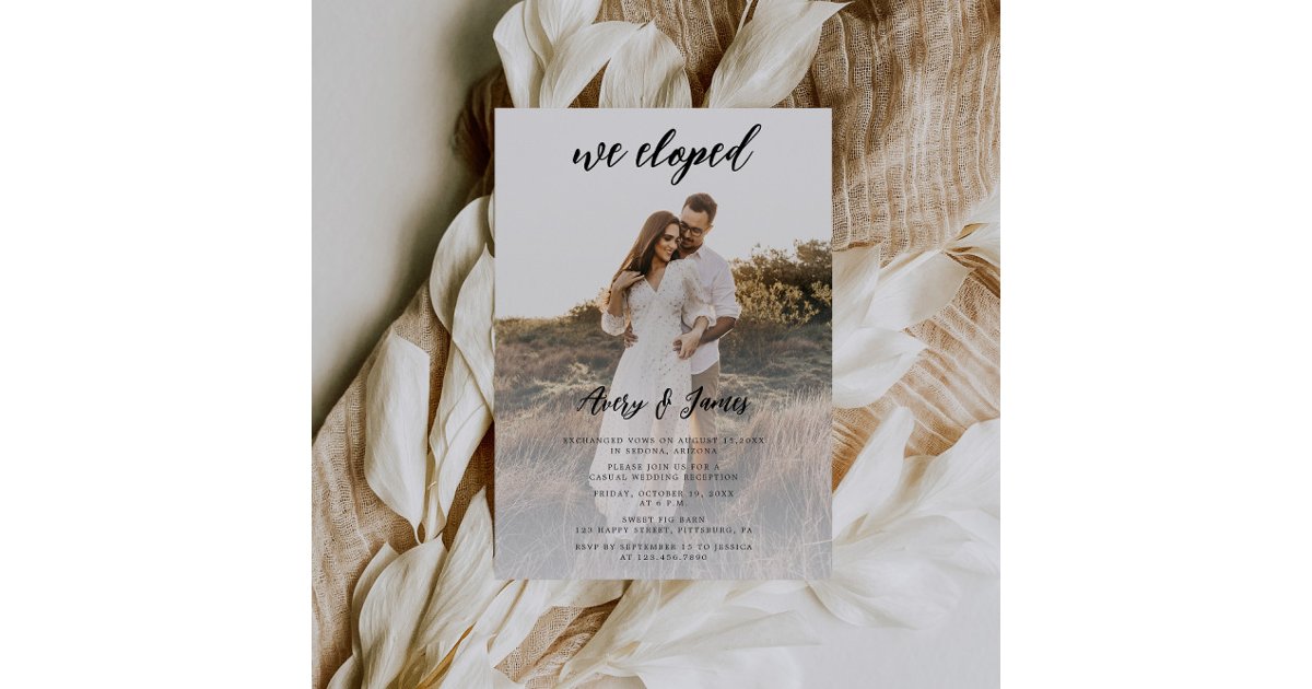 Modern Elegant Photo We Eloped Elopement Wedding Invitation | Zazzle