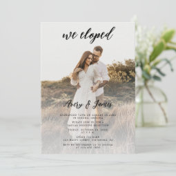 Modern Elegant Photo We Eloped Elopement Wedding Invitation | Zazzle