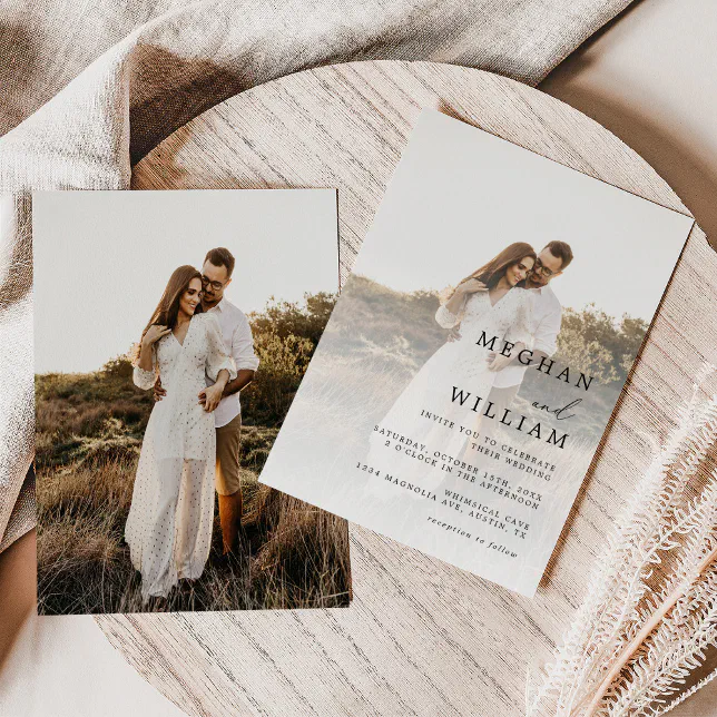 Modern Elegant Photo Wedding Invitation | Zazzle