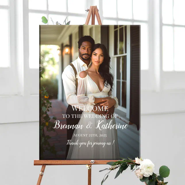 Modern elegant photo wedding welcome sign | Zazzle