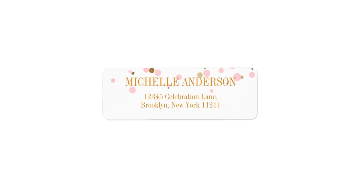 Modern Elegant Pink Gold Glitter Confetti Label | Zazzle