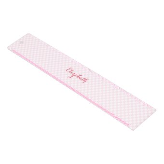 Modern Elegant Pink White Checkered Monogram Girly Ruler | Zazzle