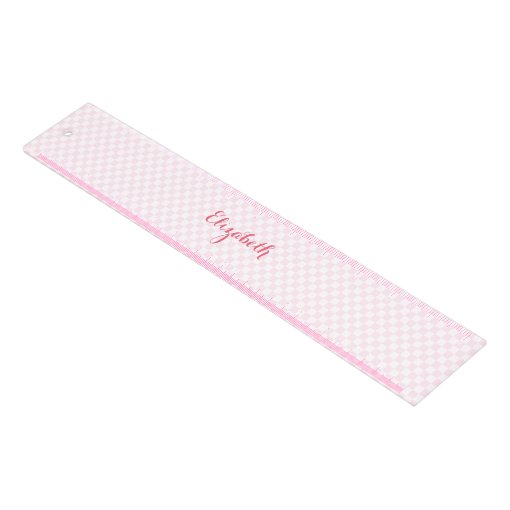 Modern Elegant Pink White Checkered Monogram Girly Ruler | Zazzle