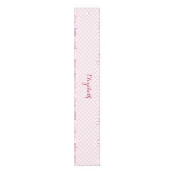 Modern Elegant Pink White Checkered Monogram Girly Ruler | Zazzle