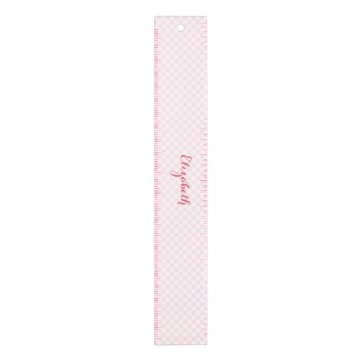 Modern Elegant Pink White Checkered Monogram Girly Ruler | Zazzle