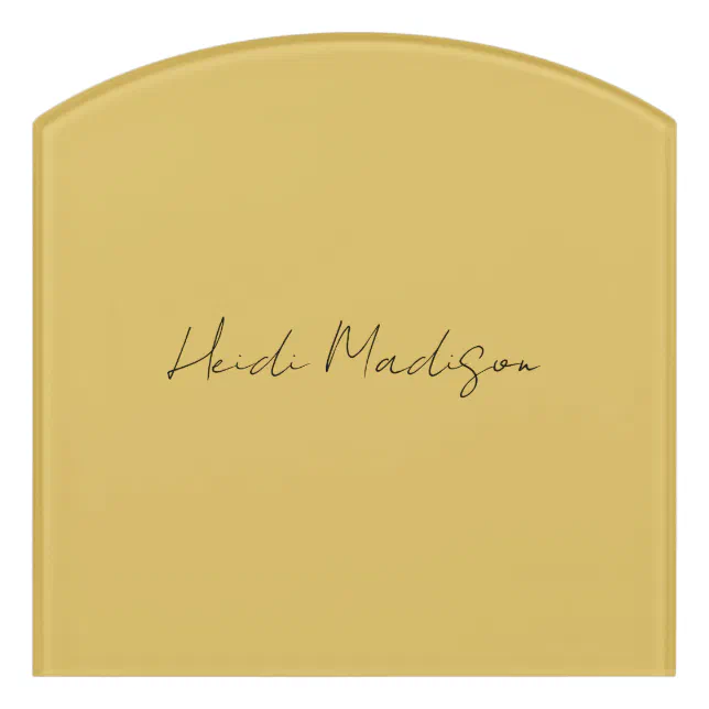 Modern Elegant Plain Simple Gold Color Calligraphy Door Sign | Zazzle