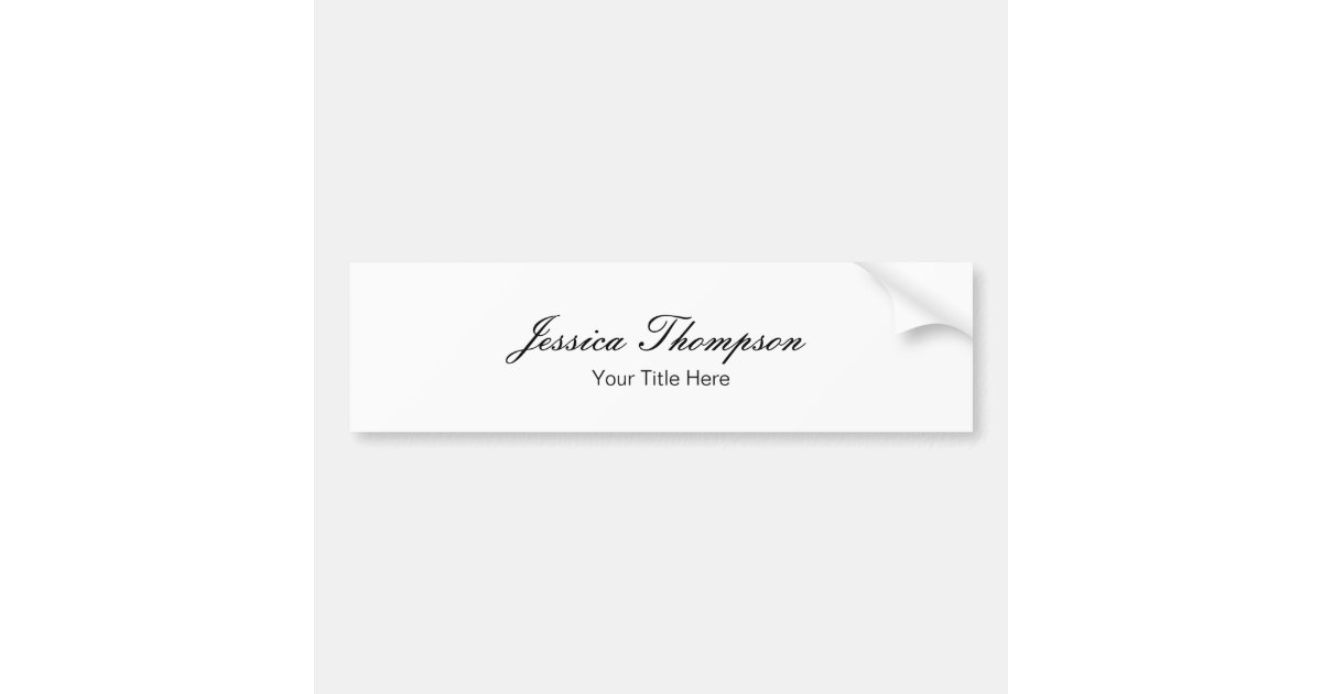 Modern Elegant Plain Simple Professional Bumper Sticker | Zazzle