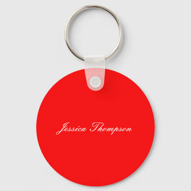 Modern Elegant Plain Simple Professional Red Keychain | Zazzle