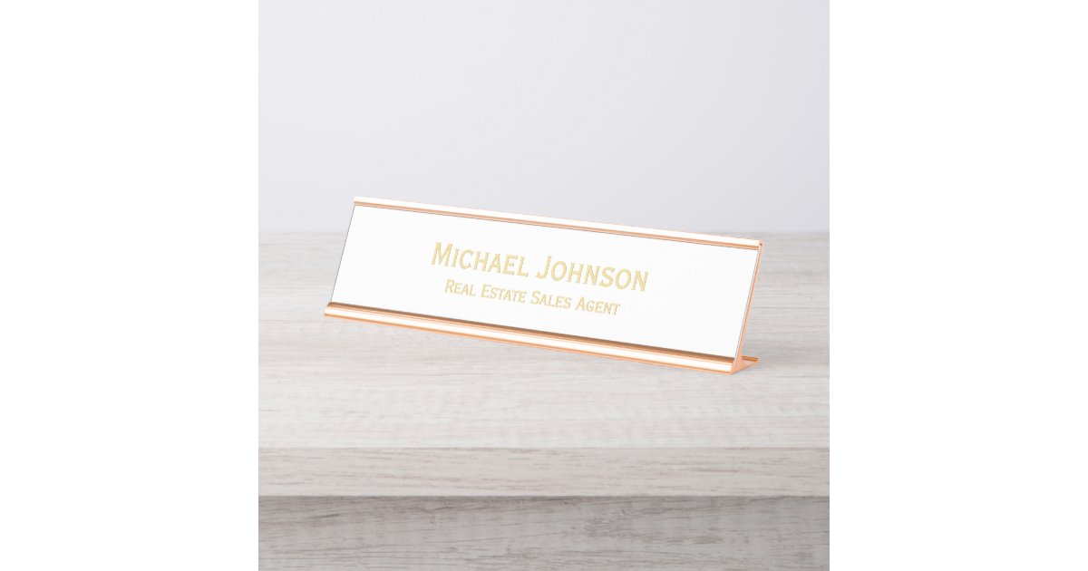 Modern Elegant Professional Business Office Title Desk Name Plate | Zazzle