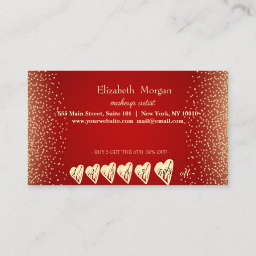 Modern Elegant Professional Frame,Gold Heart Red Loyalty Card | Zazzle