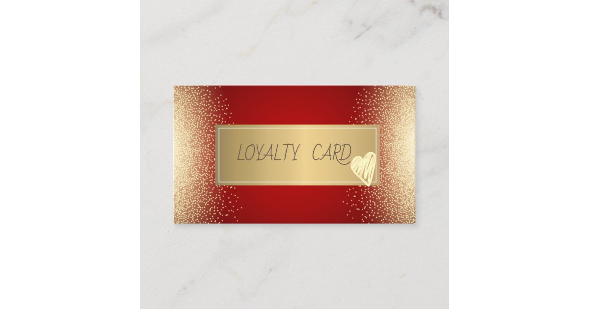 Modern Elegant Professional Frame,Gold Heart Red Loyalty Card | Zazzle