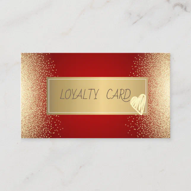 Modern Elegant Professional Frame,Gold Heart Red Loyalty Card | Zazzle