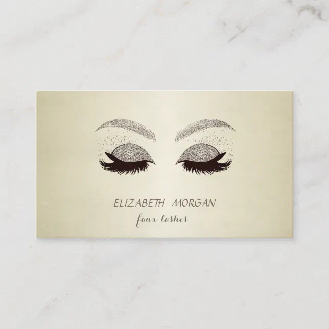 Modern Elegant Professional Glitter Faux Lashes Business Card | Zazzle