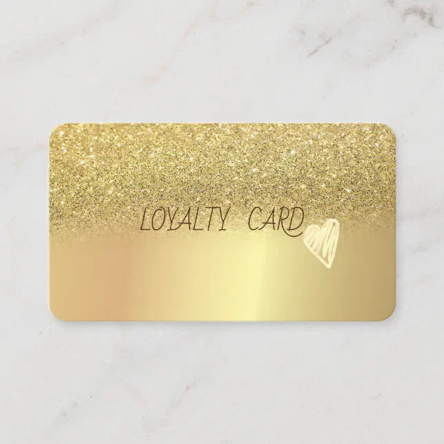 Modern Elegant Professional Glitter Gold Hearts Loyalty Card | Zazzle