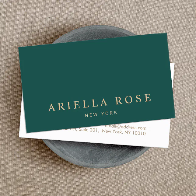 Modern Elegant Professional Green Color Business Card | Zazzle