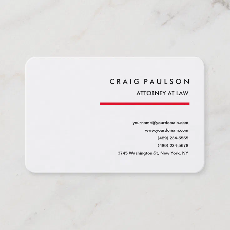 Modern Elegant Professional Minimalist Red White Business Card | Zazzle