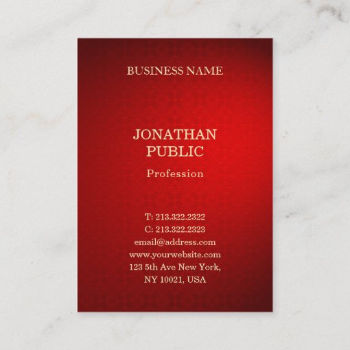 Modern Elegant Professional Red Damask Gold Text Business Card | Zazzle