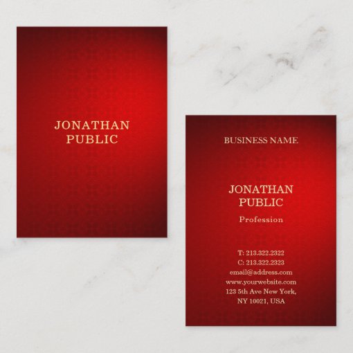 Modern Elegant Professional Red Damask Gold Text Business Card | Zazzle