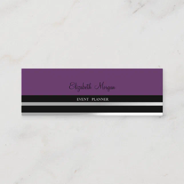 Modern Elegant Professional , Violet, Striped Mini Business Card | Zazzle