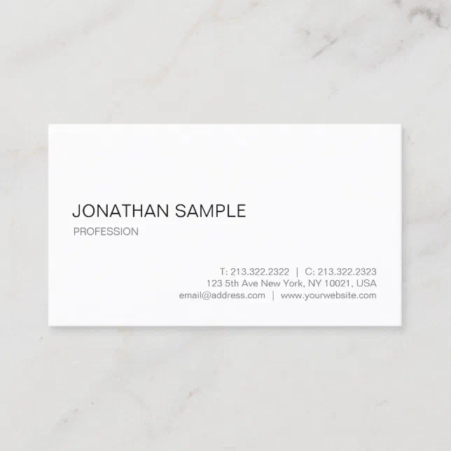 Modern Elegant Professional White Simple Design Business Card | Zazzle