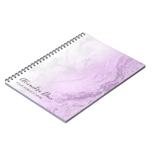 Modern elegant purple glitter marble makeup artist notebook | Zazzle