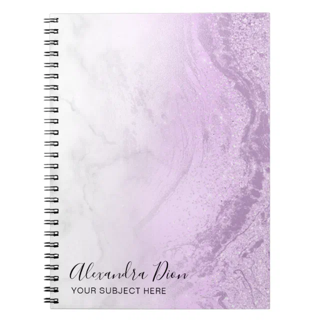 Modern elegant purple glitter marble makeup artist notebook | Zazzle