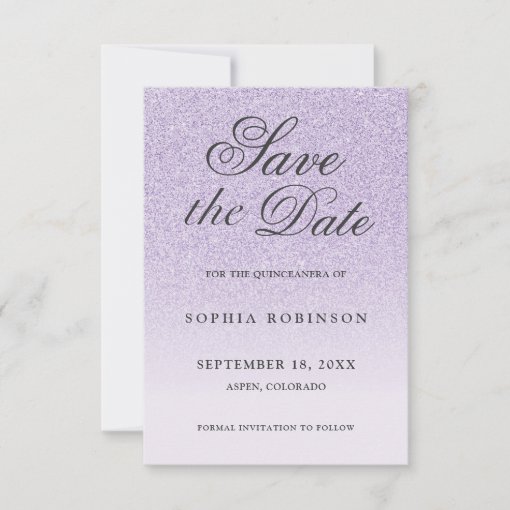Modern Elegant purple Save the Date Quinceanera | Zazzle