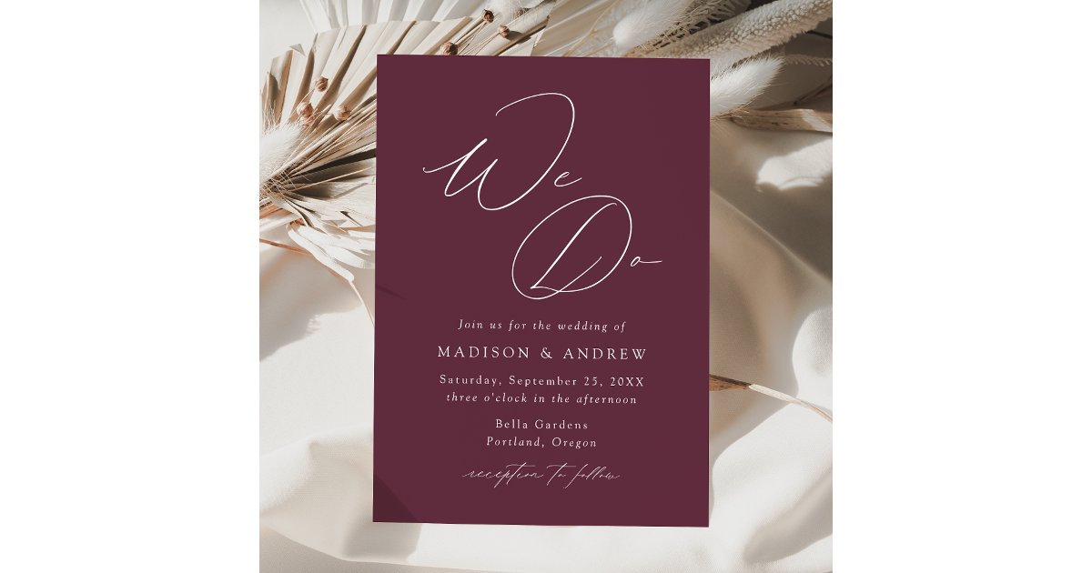 Modern Elegant Purple We Do Wedding Invitation | Zazzle