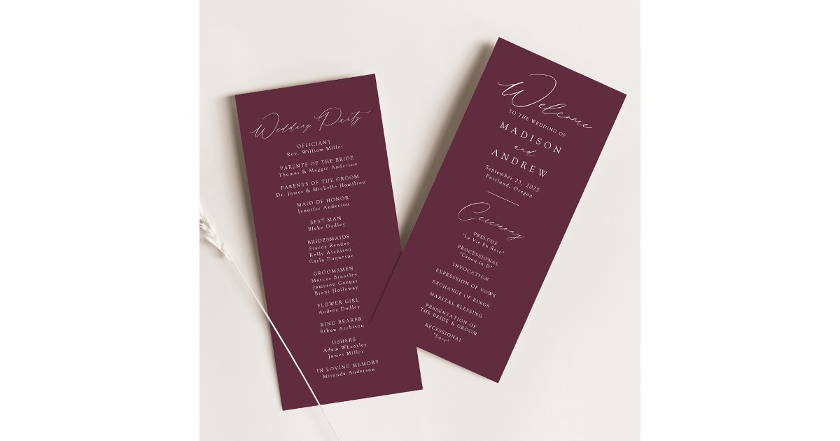 Modern Elegant Purple Wedding Program | Zazzle