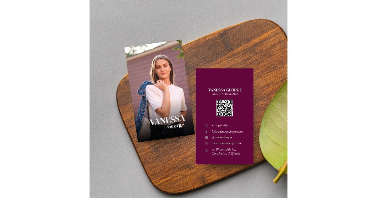 Modern Elegant QR Code Custom Photo Professional Business Card | Zazzle