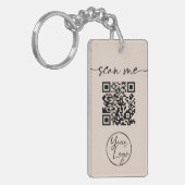 Modern Elegant QR Code Tan Keychain | Zazzle