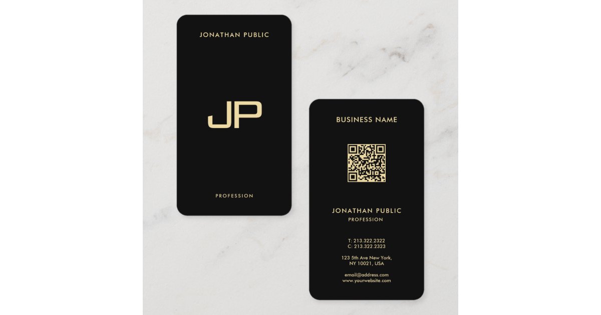Modern Elegant QR Code Template Rounded Corner Business Card | Zazzle