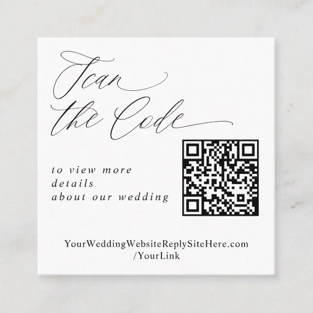 Modern Elegant QR Code Wedding Website Enclosure Card | Zazzle