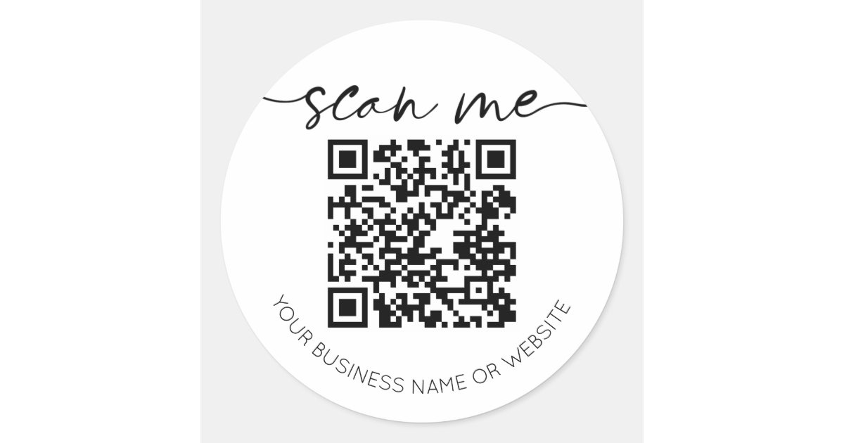 Modern Elegant QR Code White Classic Round Sticker | Zazzle