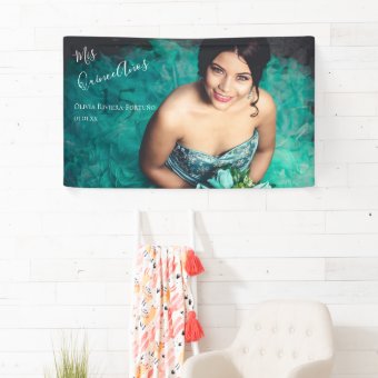 Modern Elegant Quinceanera 15th Birthday Photo Banner | Zazzle